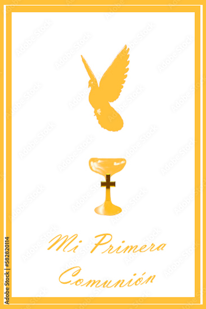 My First Communion, Cross, Dove and Chalice, Remembrance of First ...
