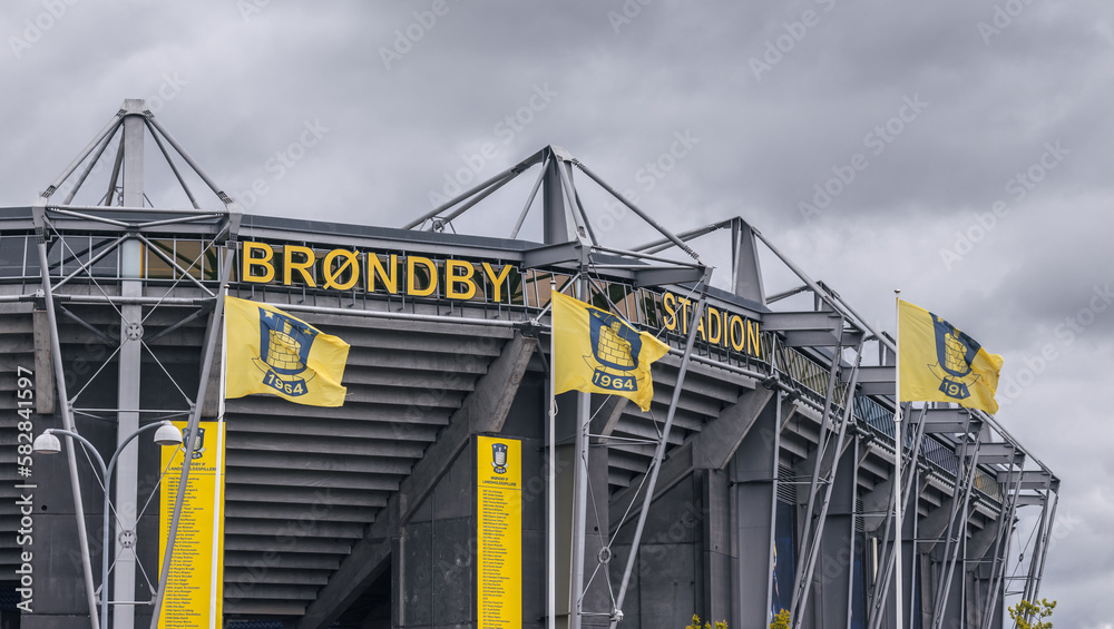 Brøndbyvester, Hovedstaden, Denmark - May 2022: Brøndby Stadion, home ...