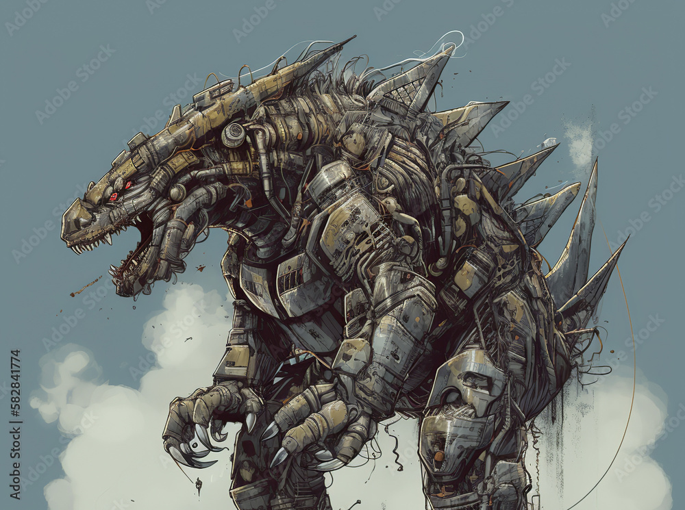 reptile, godzilla, dragon, statue, animal, sculpture, illustration, art ...