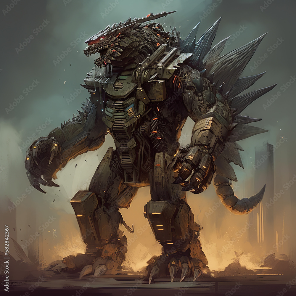 reptile, godzilla, dragon, statue, animal, sculpture, illustration, art ...