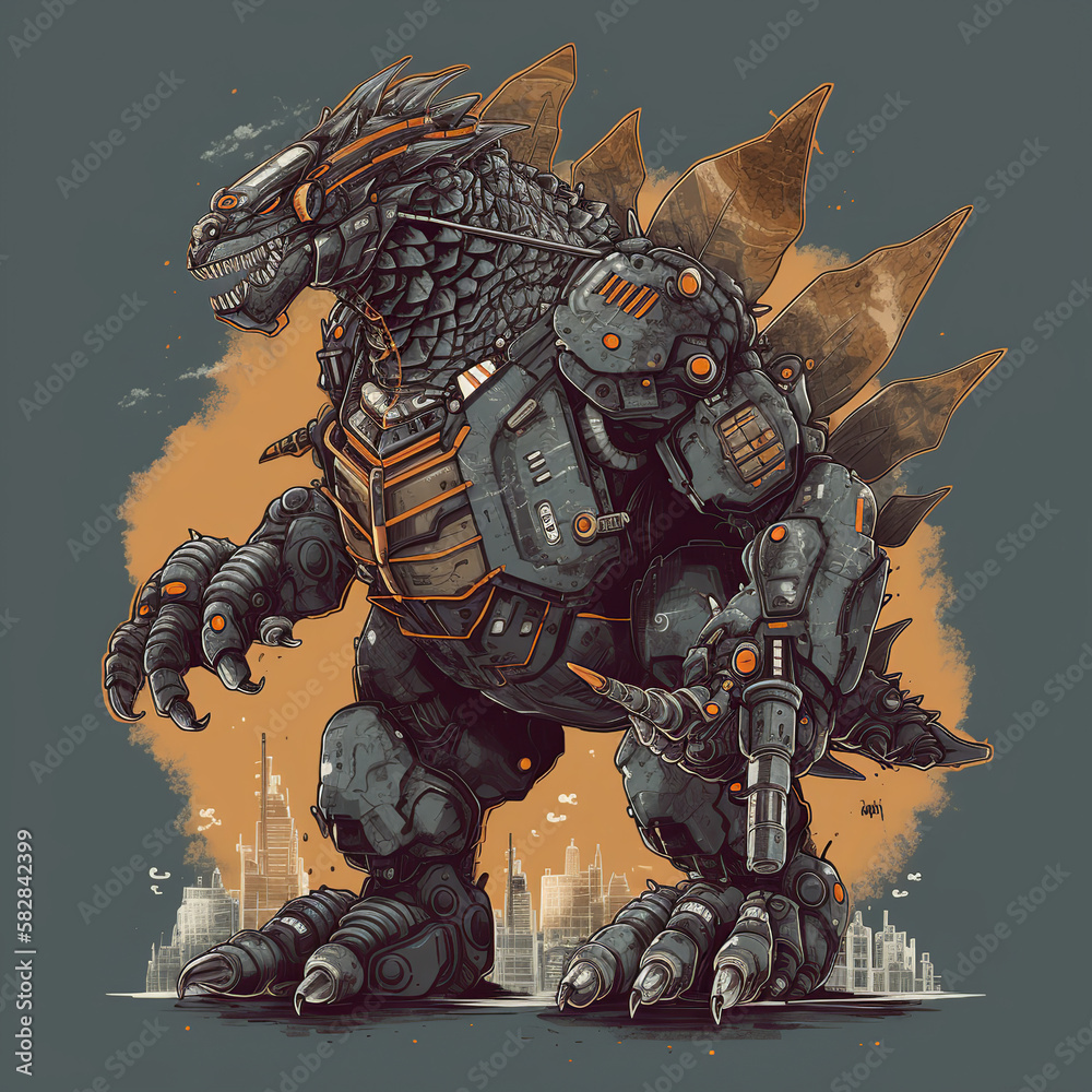 reptile, godzilla, dragon, statue, animal, sculpture, illustration, art ...