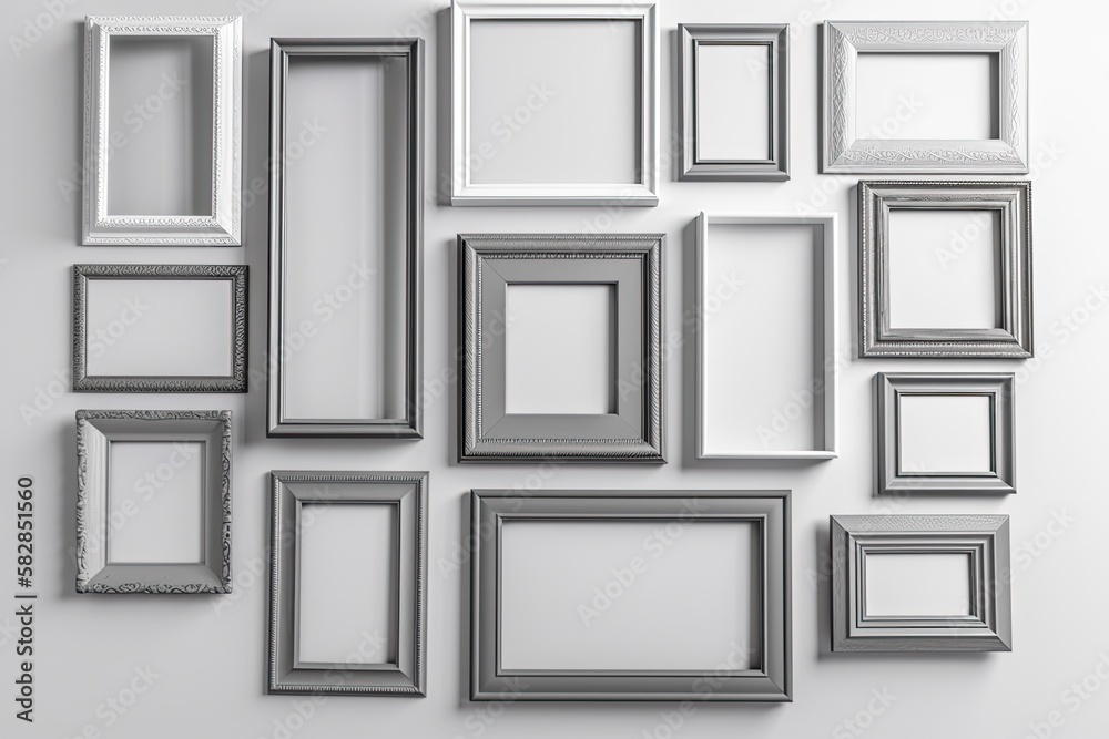 Isolated blank rectangle gray frames with a white background for ...