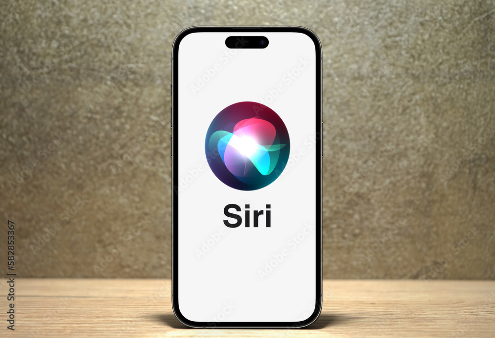 iPhone 14 Pro shows Siri logo, Software from Apple that is used to ...