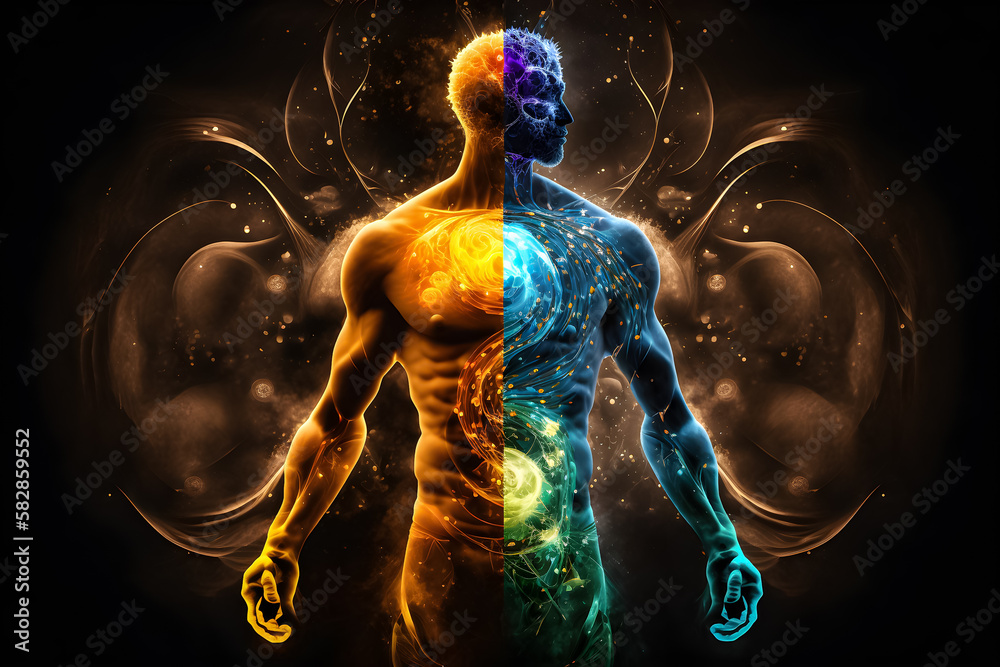 Human body and mind, self-awareness, inner balance, harmony ...