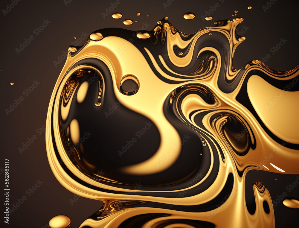 Liquid gold background design. Dynamic dripping lava gold background ...