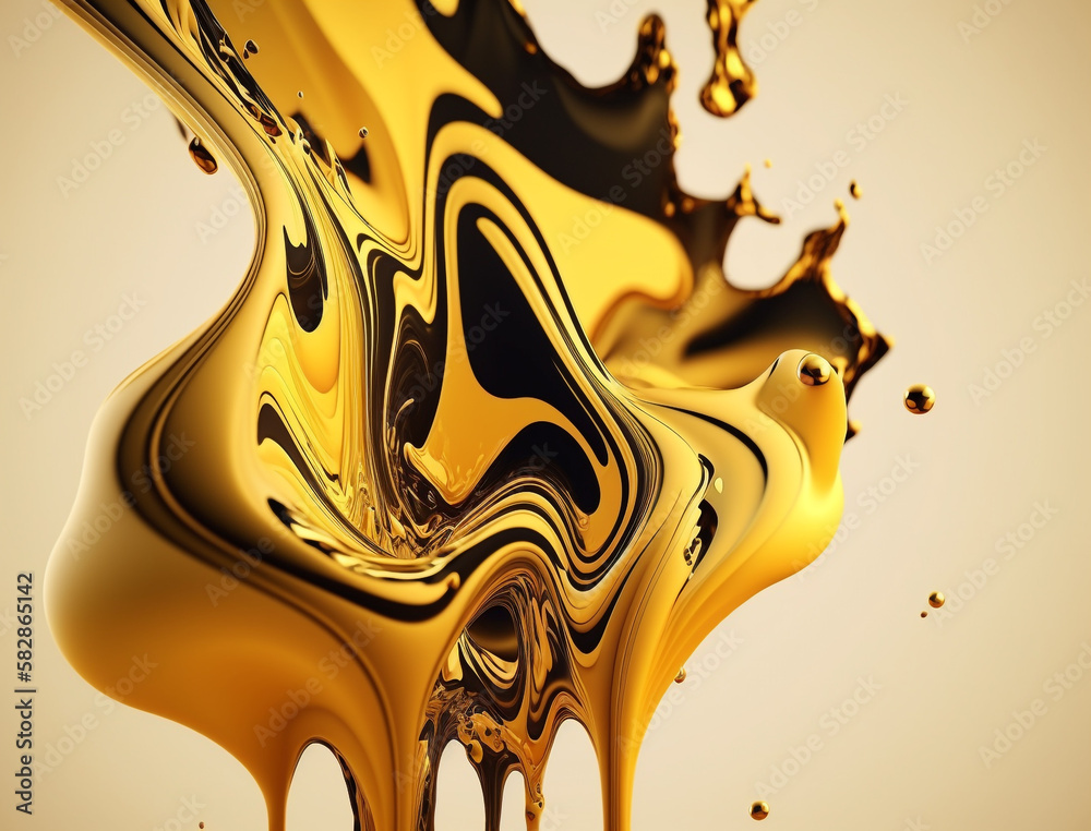 Liquid gold background design. Dynamic dripping lava gold background ...