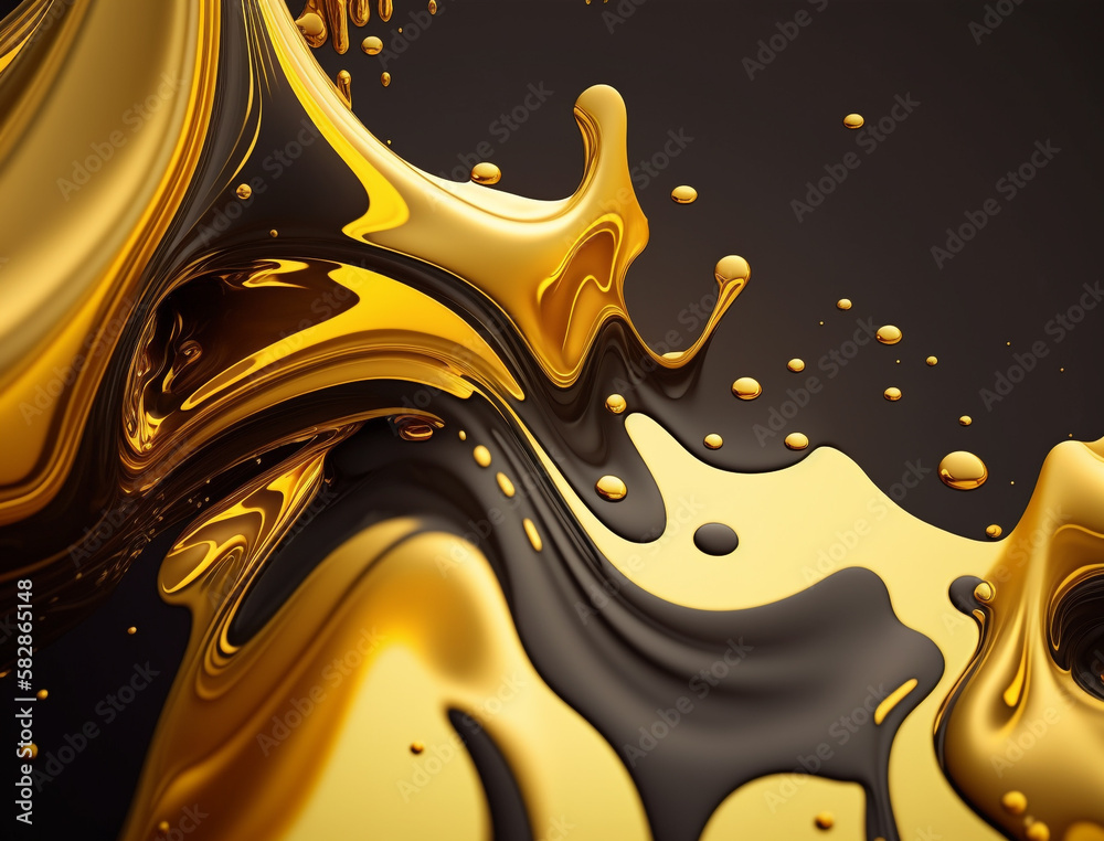 Liquid gold background design. Dynamic dripping lava gold background ...