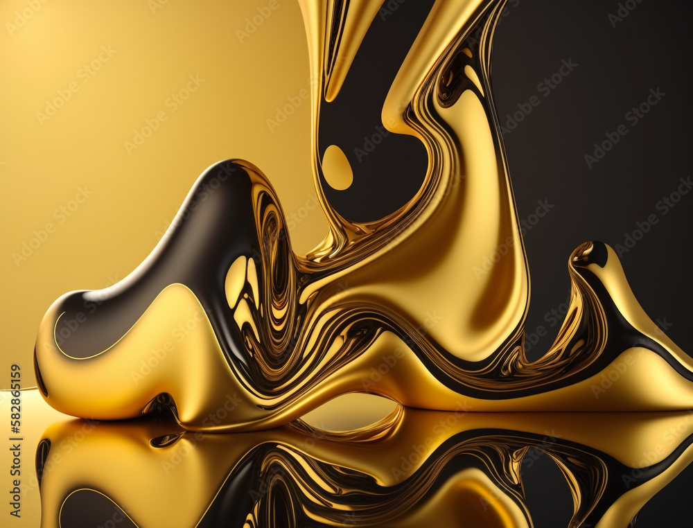 Liquid gold background design. Dynamic dripping lava gold background ...