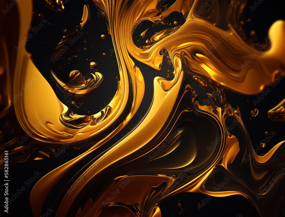 Liquid gold background design. Dynamic dripping lava gold background ...