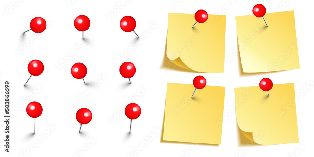 Realistic blank sticky notes isolated on white background. Yellow ...