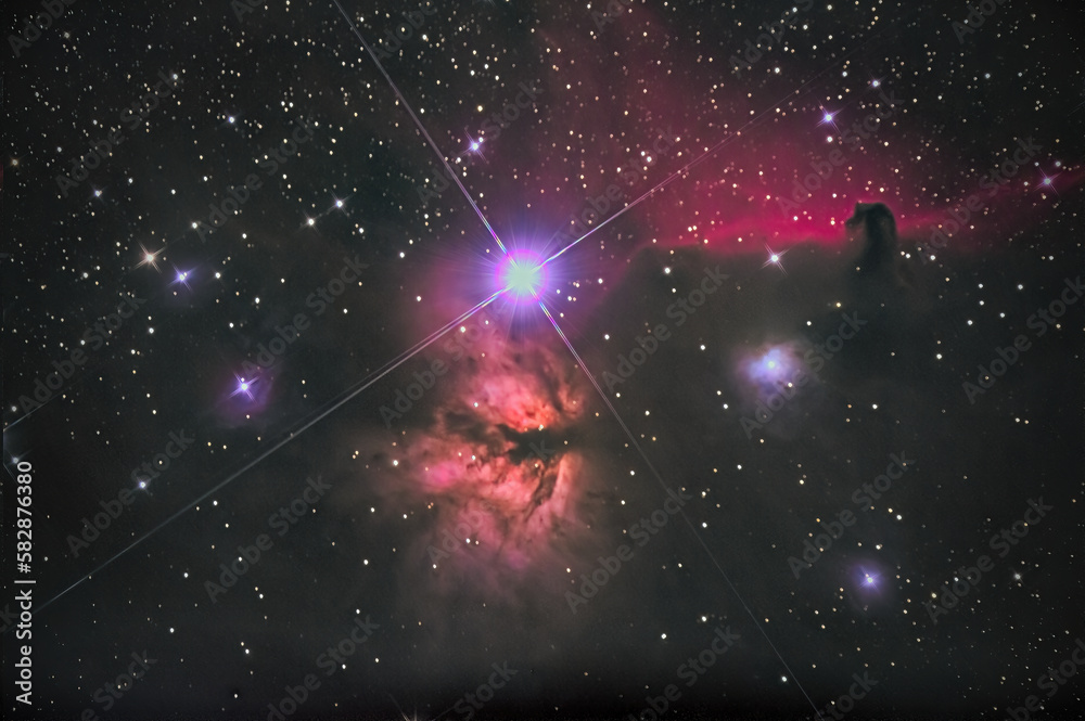 La constellation d'Orion IC434 avec Barnard33 et NGC2024 nébuleuse de ...