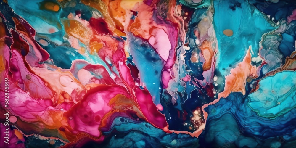 Incredible watercolor wash of colours and textures using ink, metals ...