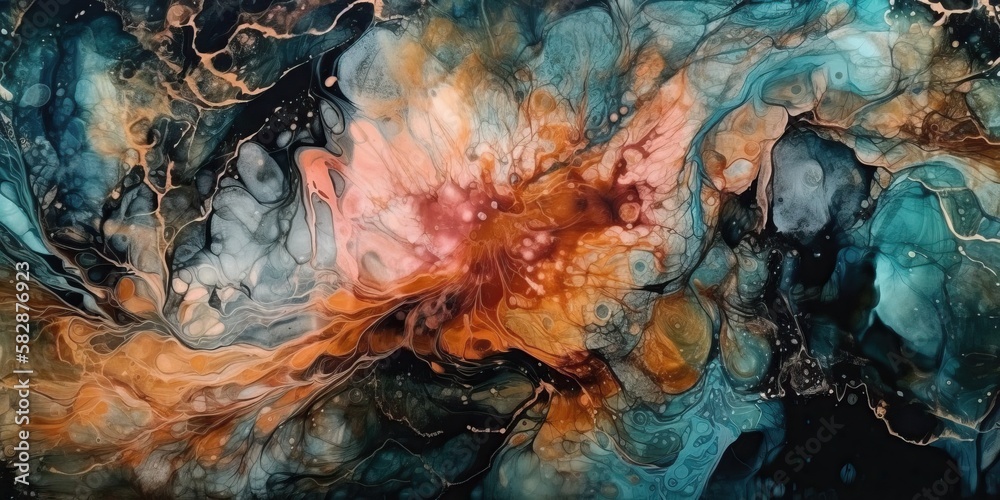 Incredible watercolor wash of colours and textures using ink, metals ...