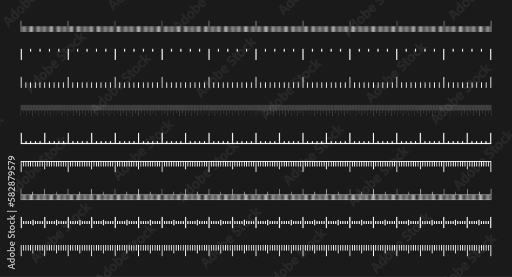 Various measurement scales with divisions. Realistic white scale for ...