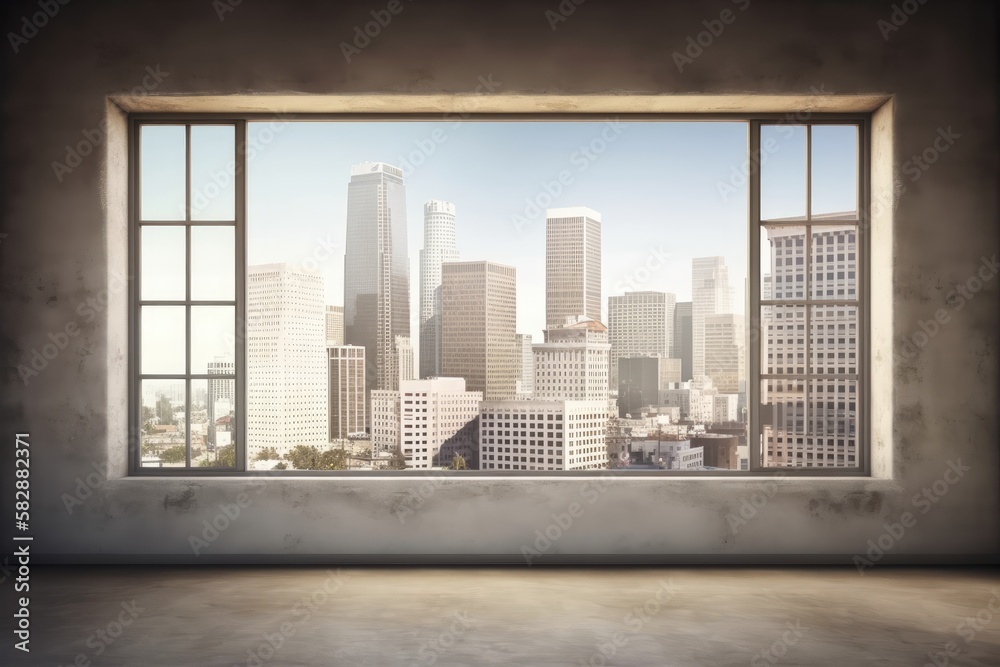 Buildings in the downtown Los Angeles skyline as seen through a high ...
