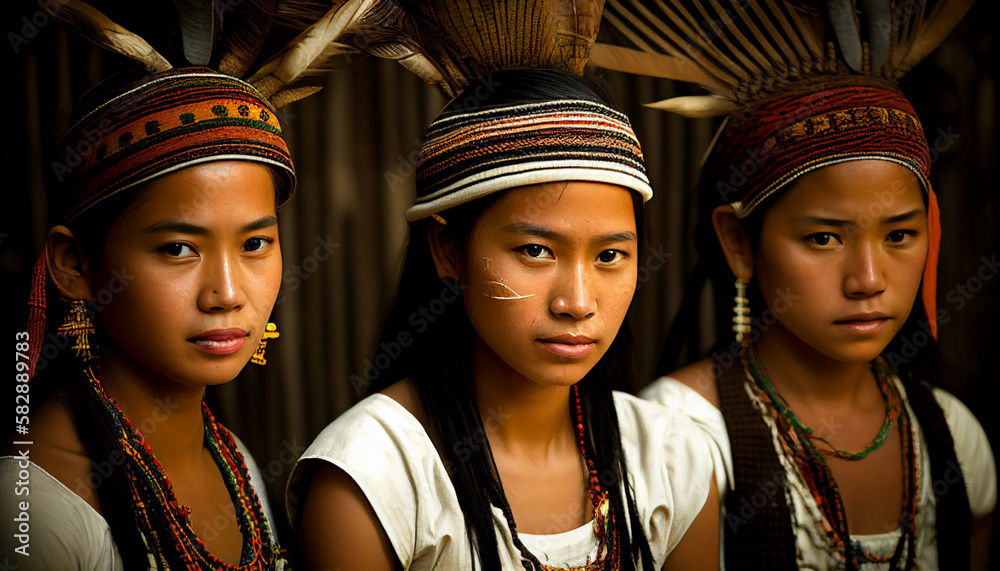 Tribal Filipino Women in Traditional Headdres Generative Ai, V4 Stock ...