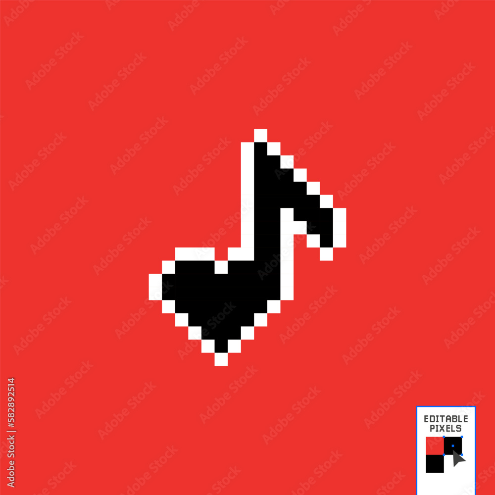 Music note, song, melody or tune pixel art icon for musical apps and ...
