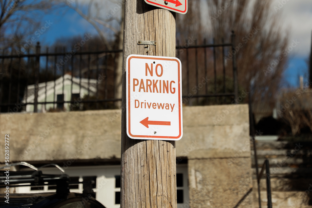 Sign with no parking sign showing restriction and violation symbolizing ...