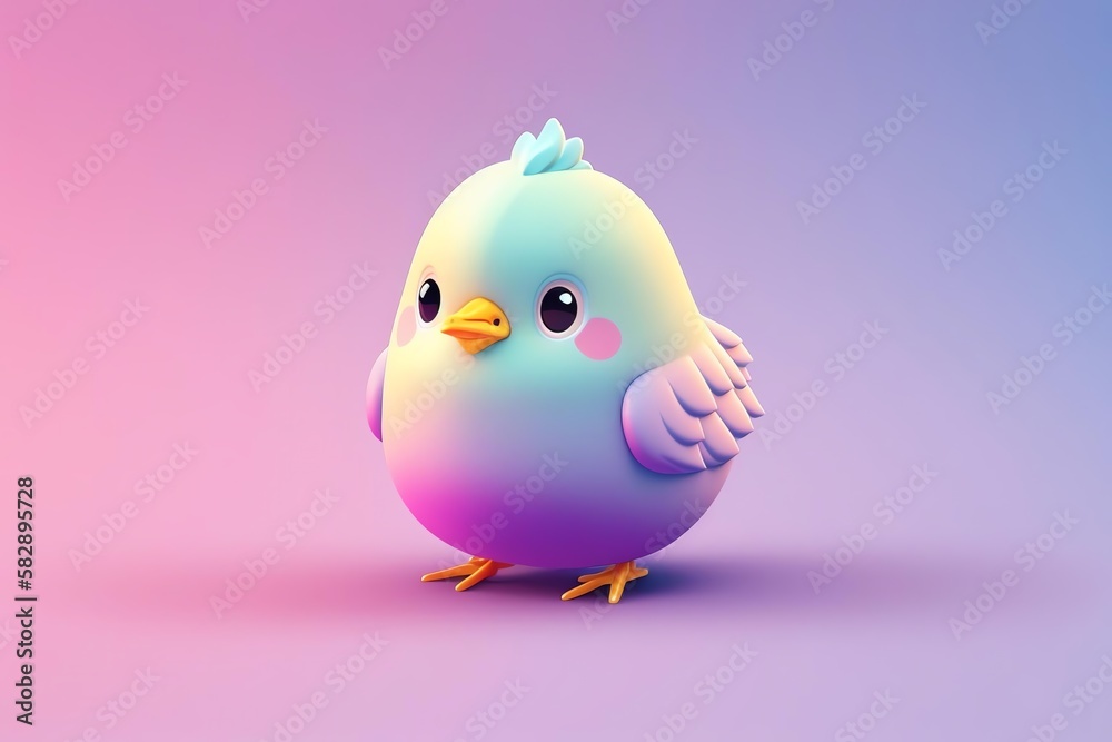 Cartoon Chicken, soft pastel color, perfectly detailed entire body. 3D ...