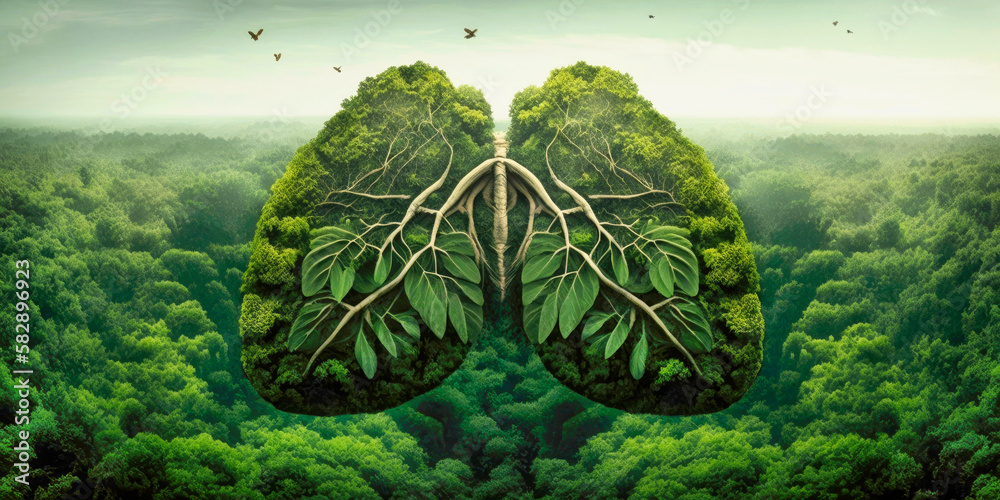 The green lungs of the planet Earth. Shape of the lung in the middle of ...