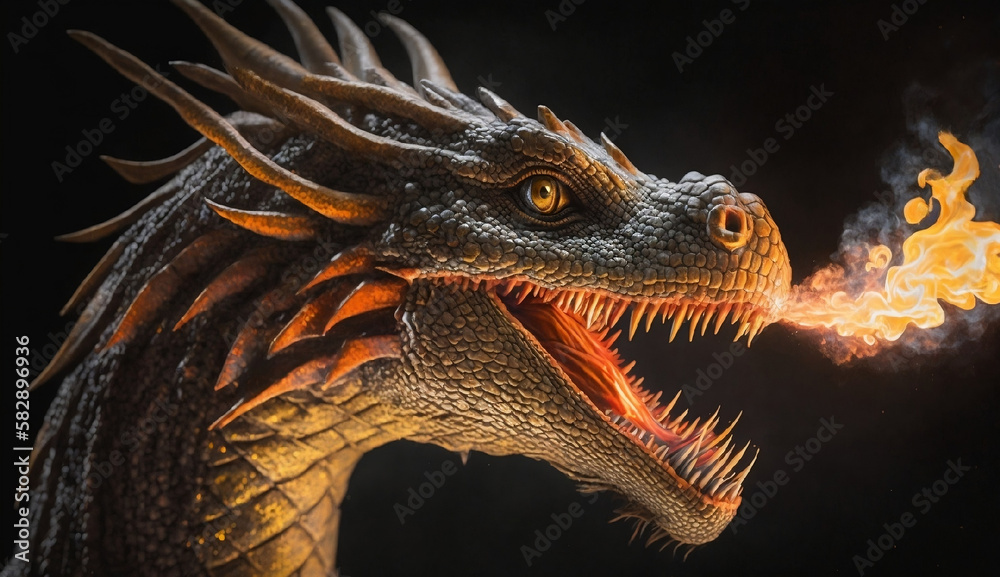 AI Generated Art Of realistic Dragons Stock Illustration | Adobe Stock