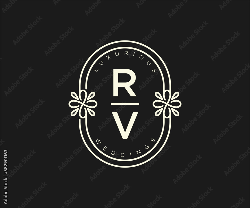 RV Initials letter Wedding monogram logos template, hand drawn modern ...