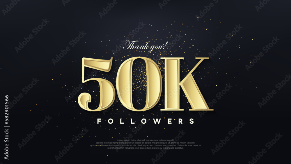Design thank you 50k followers, in soft gold color. Premium vector ...