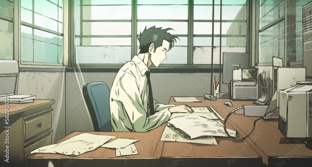 Stressed busy young businessman at office. Burnout unhappy mental ...