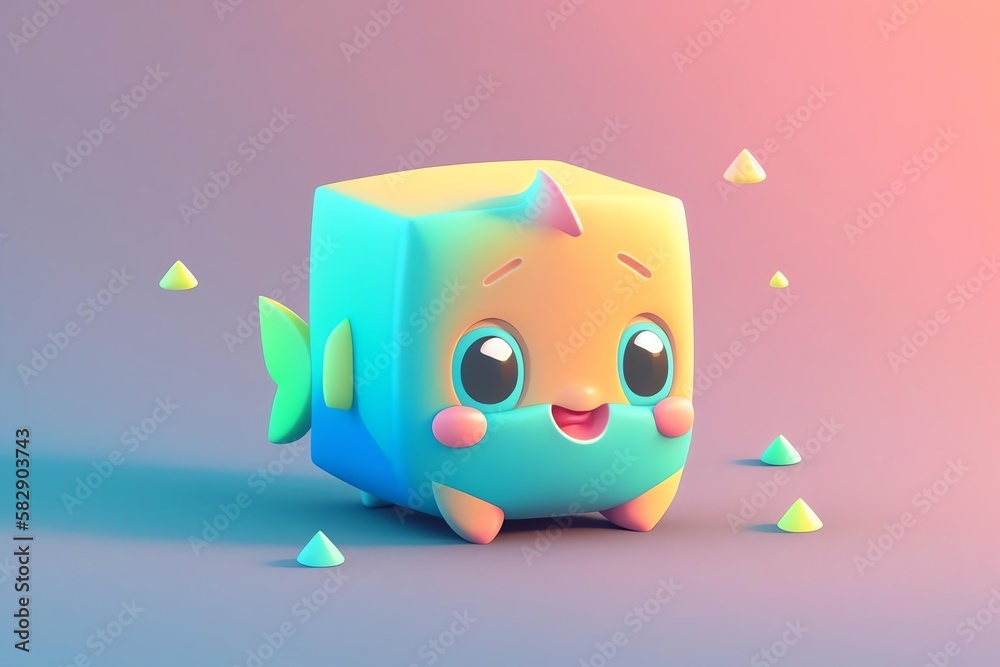 ภาพประกอบสต็อก Cartoon Neon tetra, soft pastel color, perfectly ...