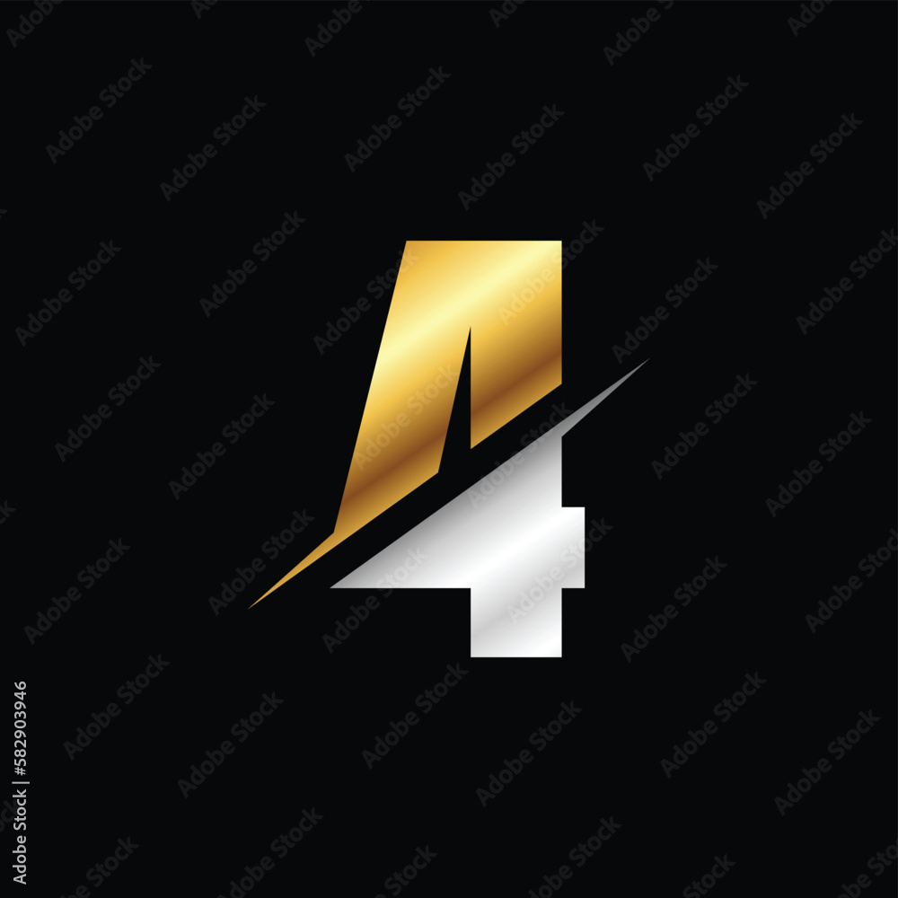 4 Number Luxury Logo Design Template Inspiration, Vector Illustration ...