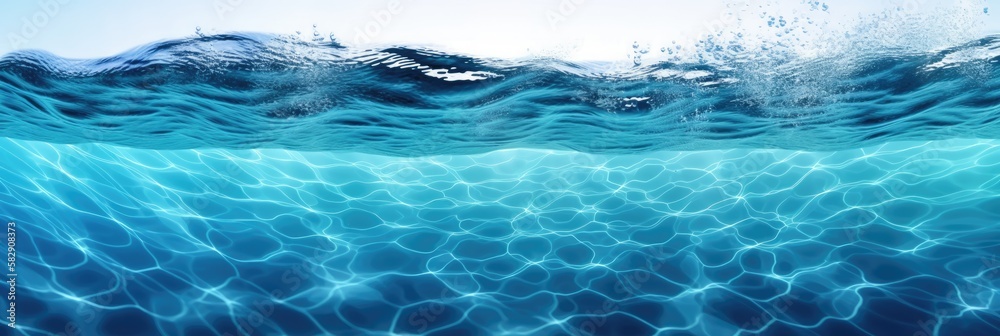 water wave underwater blue ocean swimming pool wide panorama background ...