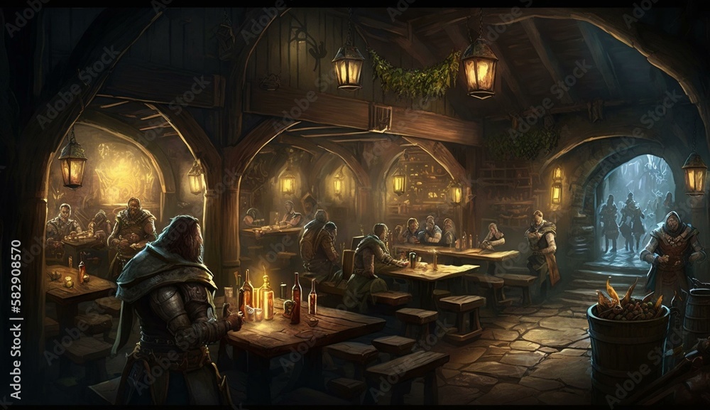 Generative AI, fantasy Tavern, medieval Tavern, medieval building ...