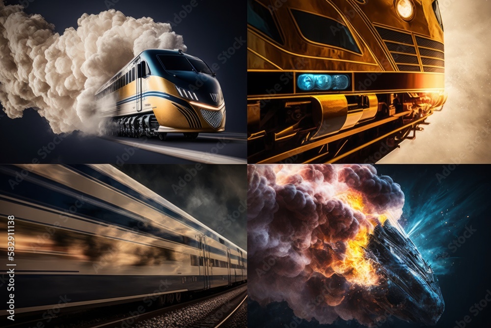 Ultra-Realistic Digital Art Prints: Cinematic Transportation with Gold ...