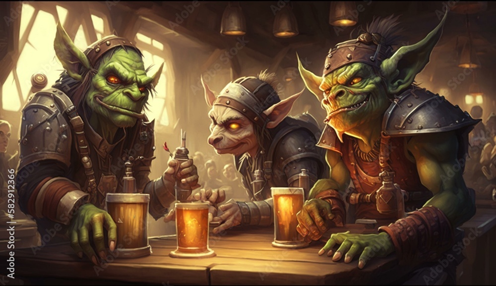Generative AI, fantasy Tavern, medieval Tavern, medieval building,orc,goblin, fantasy Taverne ...