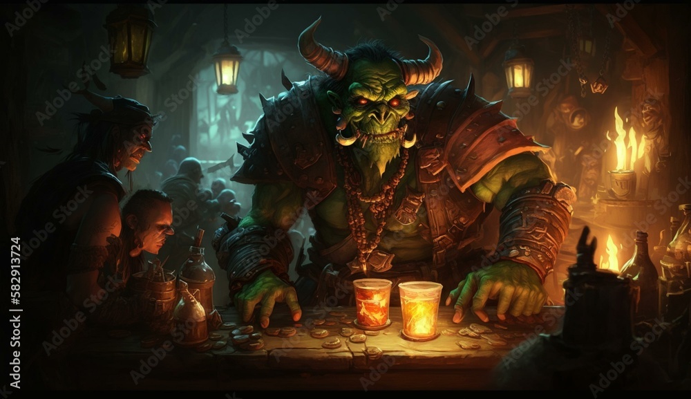 ภาพประกอบสต็อก Generative AI, fantasy Tavern, medieval Tavern, medieval ...
