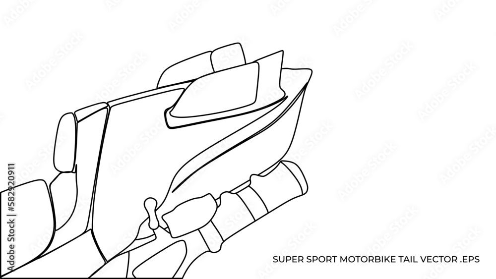 Super sport motorbike tail, outline vector illustration in trendy style ...