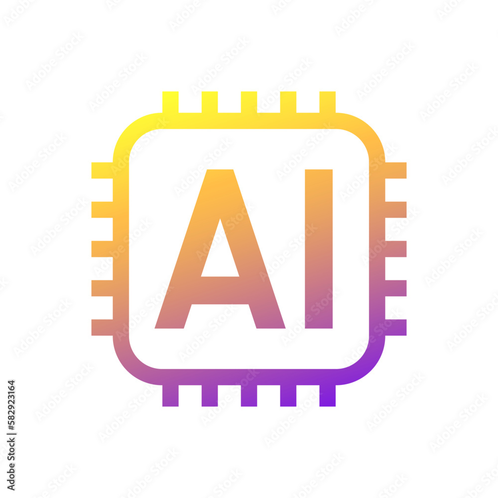 AI processor chip, Artificial intelligence technology graphic design ...