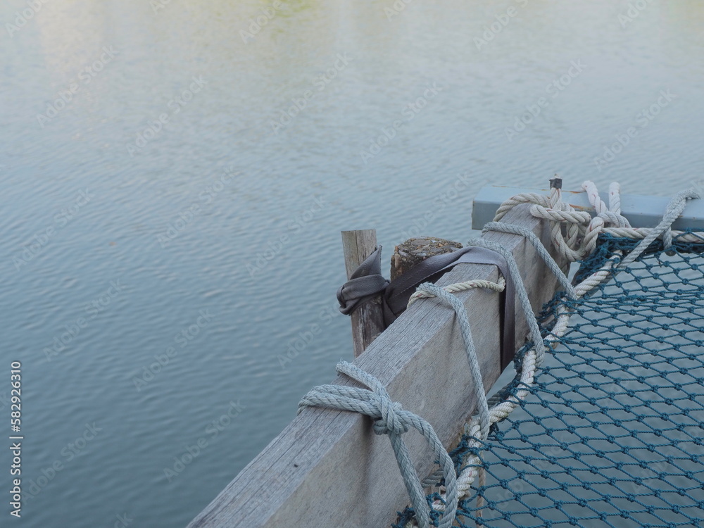 Local rope tied up in fishery. Safety connection of rope tied concept ...