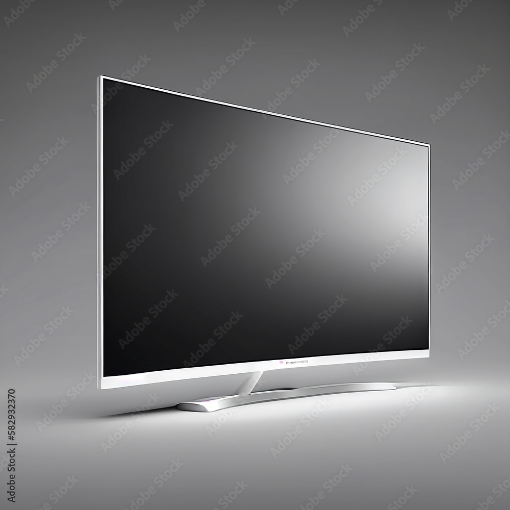4K TV flat screen lcd or oled, plasma, realistic illustration, White ...