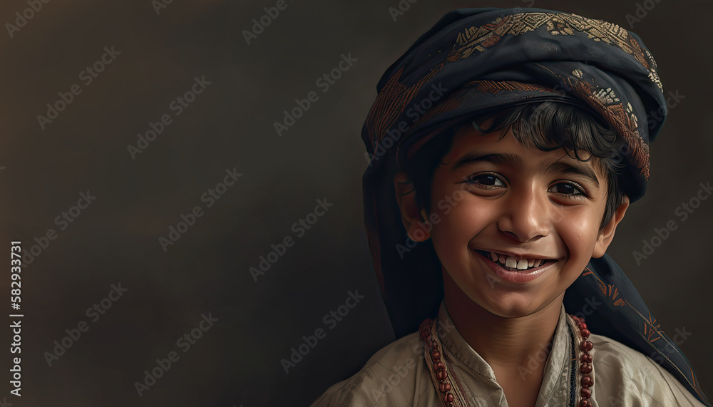 Kuwaiti boy illustration by generative AI Stock Illustration | Adobe Stock