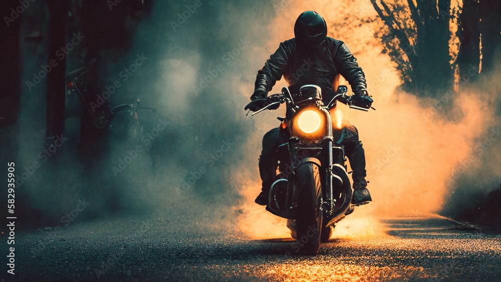 Motorbike on the road riding. motorcycle tour journey with Generative ...