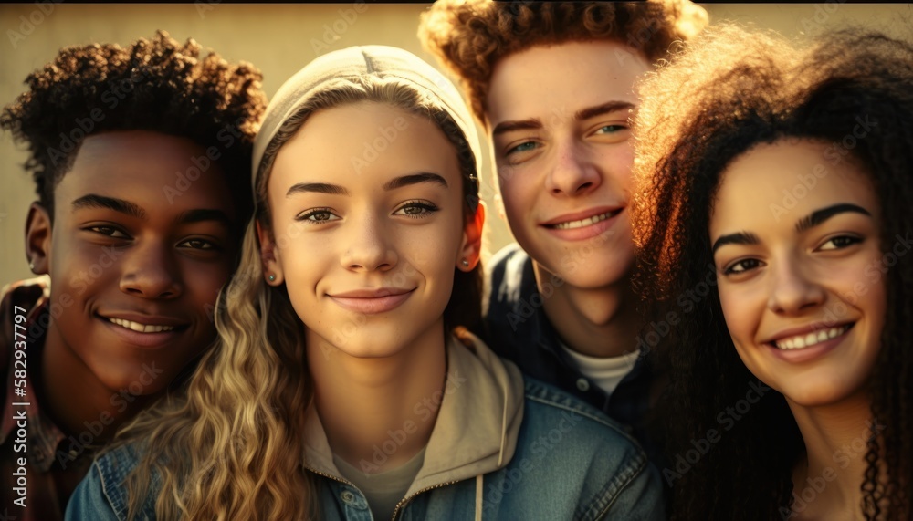 Group of Diverse and Empowered Multiracial Youth High School Students ...