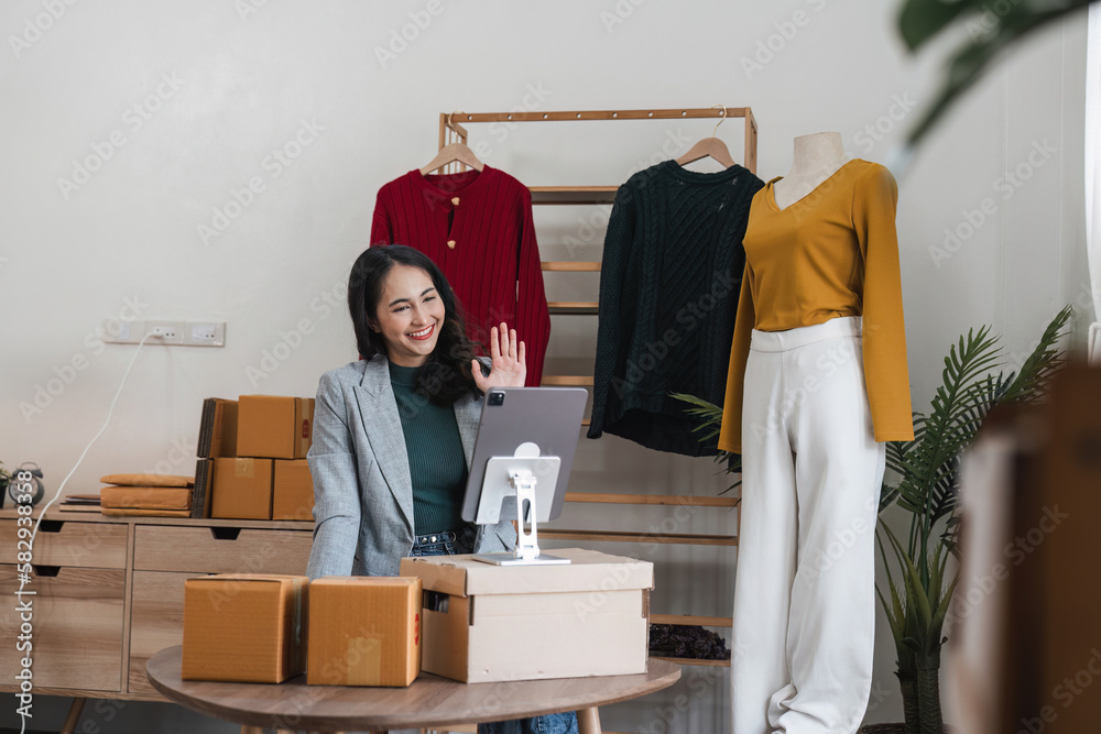 Female stylist Successful Fashion Business. Portrait of Smiling Asian ...