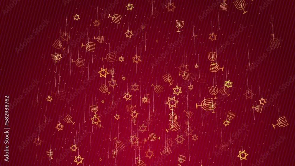 Golden Jewish Star of David and Menorah. Symbols of Israel and shiny ...