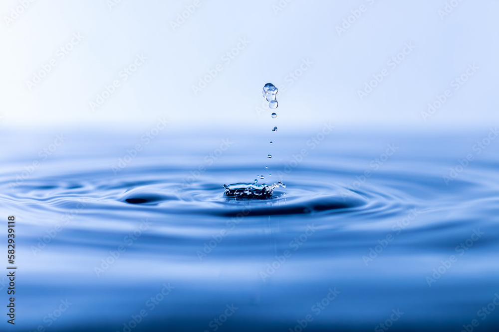 Water drop. Transparent water drop with circular waves. Slightly ...