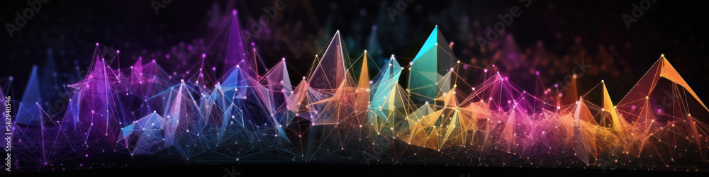 Thin transparent membrane of triangular structures in rainbow color ...