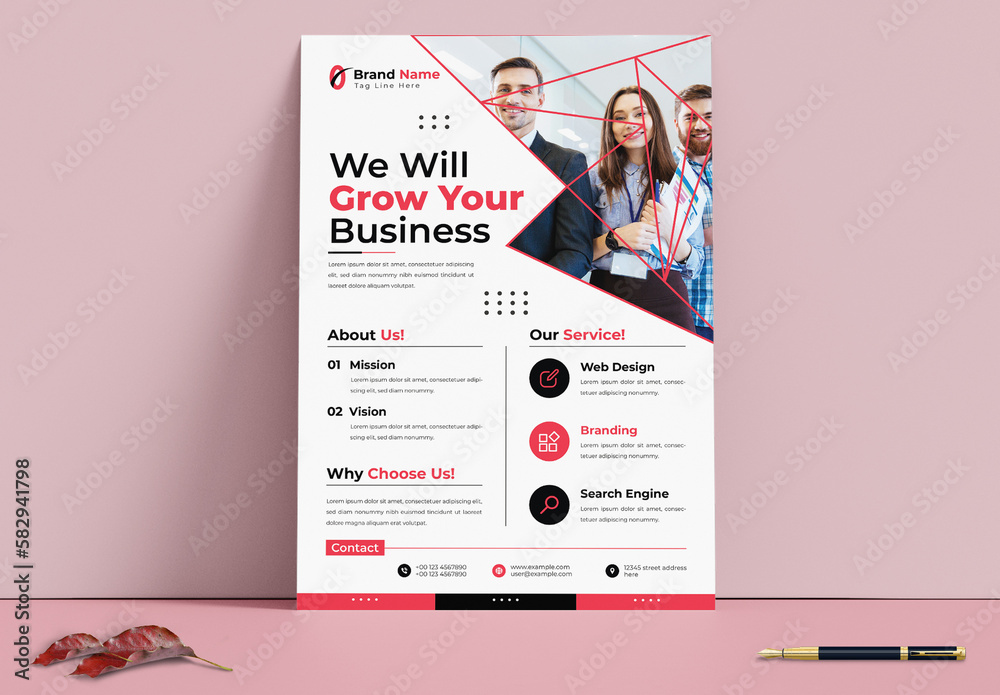Grow Business Flyer Design Template Stock Template | Adobe Stock