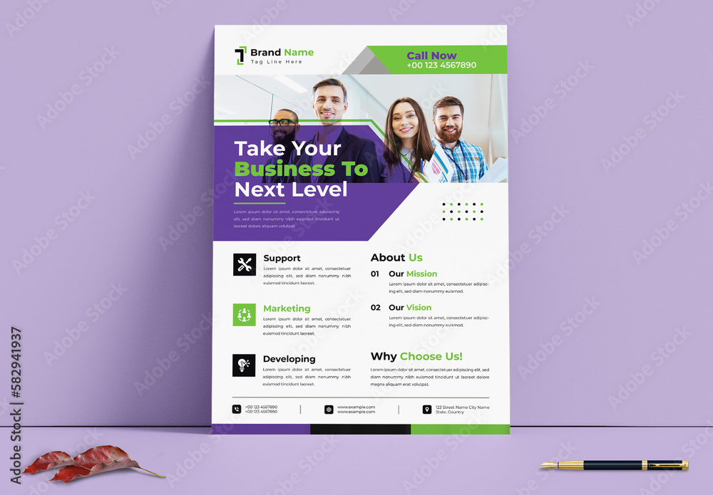 Next Level Business Flyer Design Stock Template | Adobe Stock
