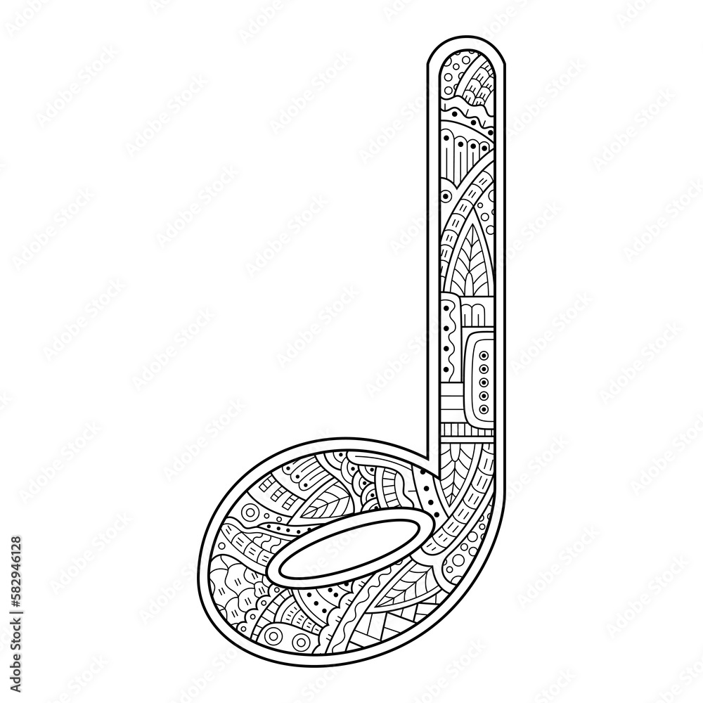 Hand drawn of Musical Notes in zentangle style Stock Illustration ...