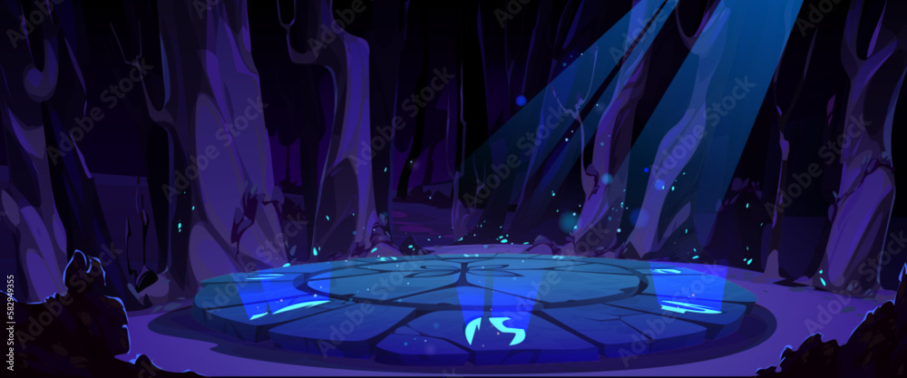 Game background with magic maya altar in jungle. Forest landscape with ...